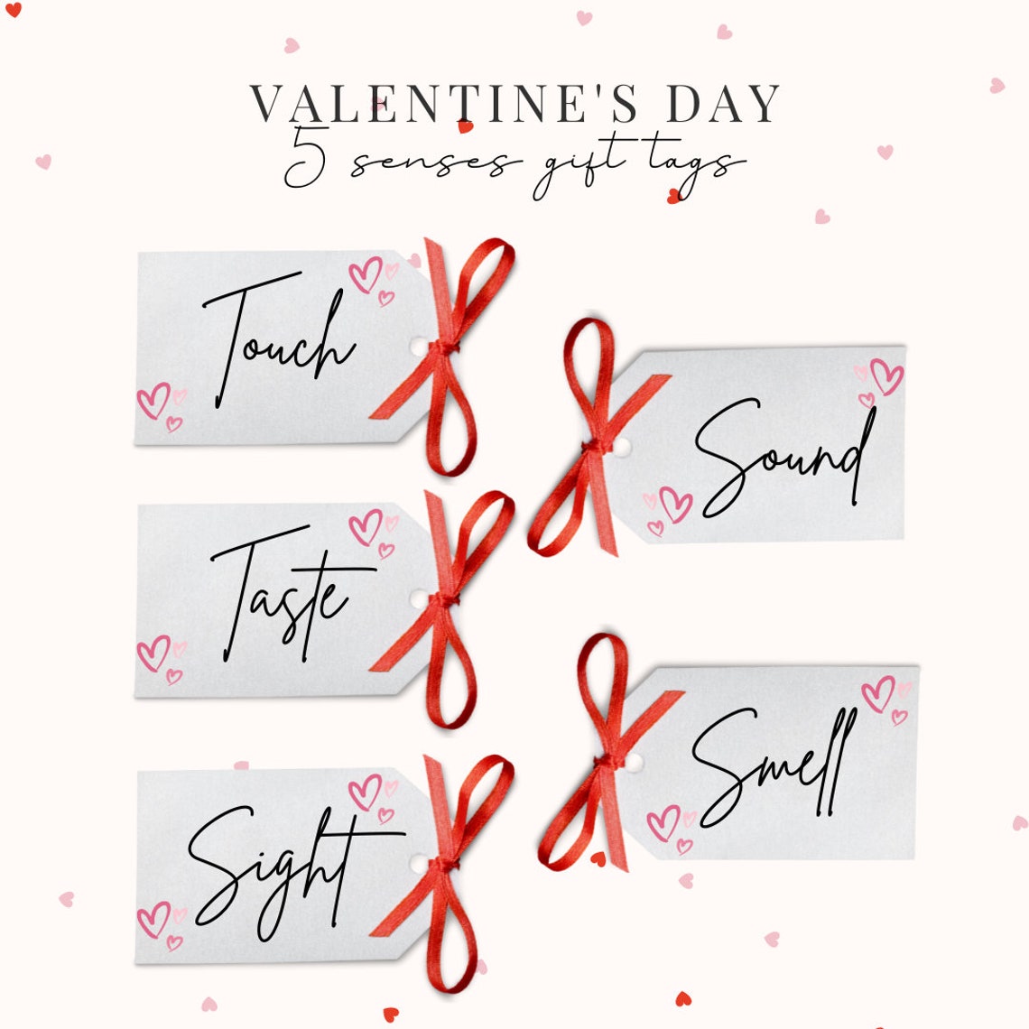 Valentines Day 5 Senses Gift Tags (3x5) | Valentine, 5 Senses, Pink ...