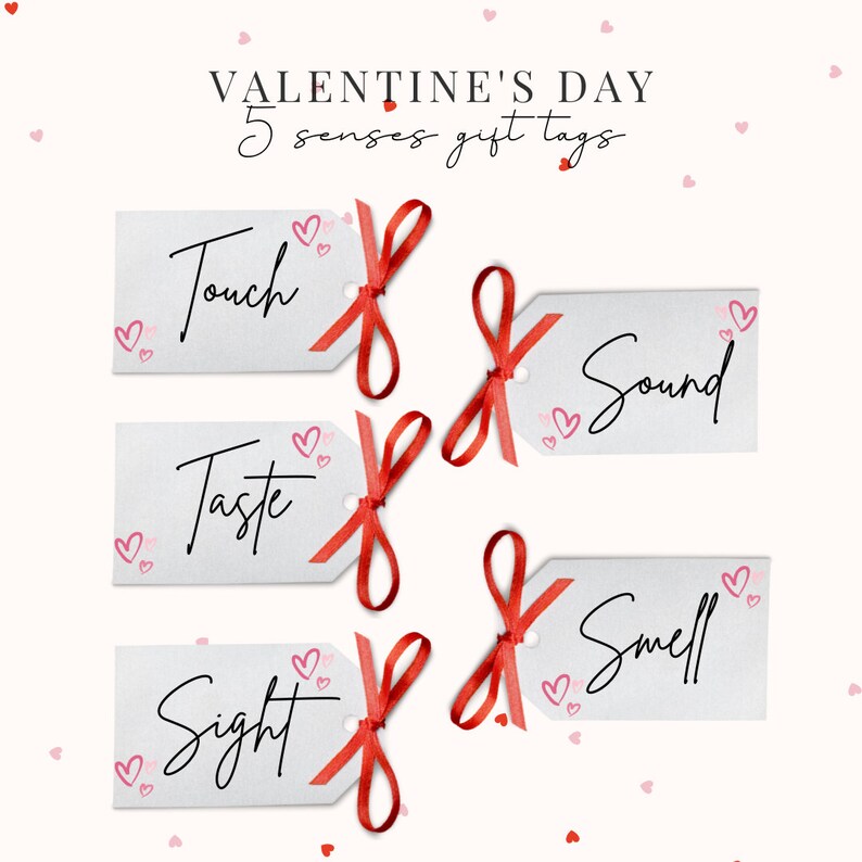 Valentines Day 5 Senses Gift Tags (2.5x4) | Valentine, 5 Senses, Pink ...