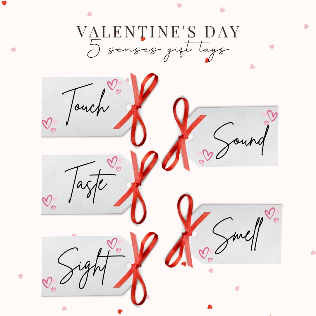 Valentines Day 5 Senses Gift Tags (2.5x4) | Valentine, 5 Senses, Pink ...