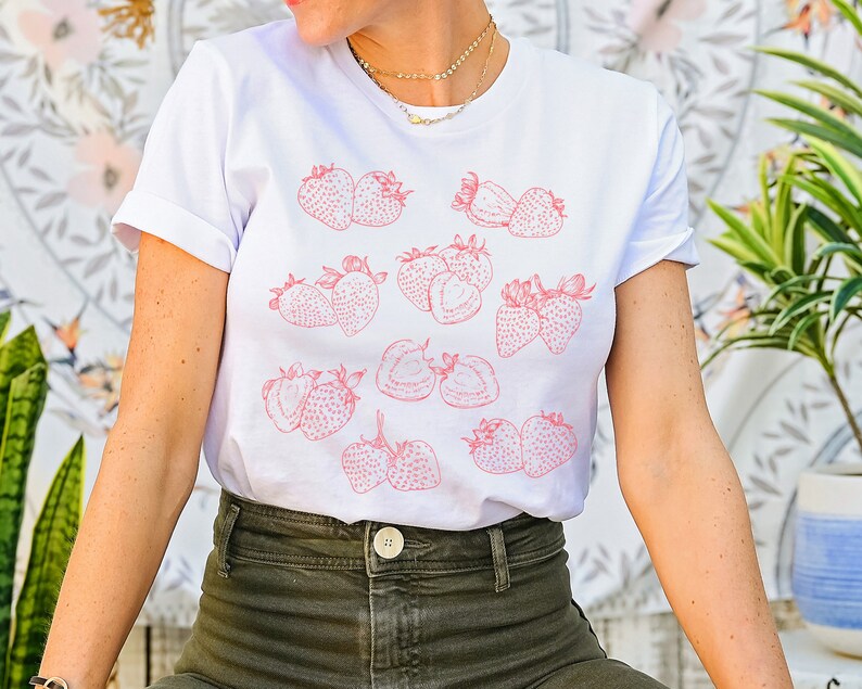 Strawberry Shirt Cute Cottagecore Aesthetic Strawberries - Etsy