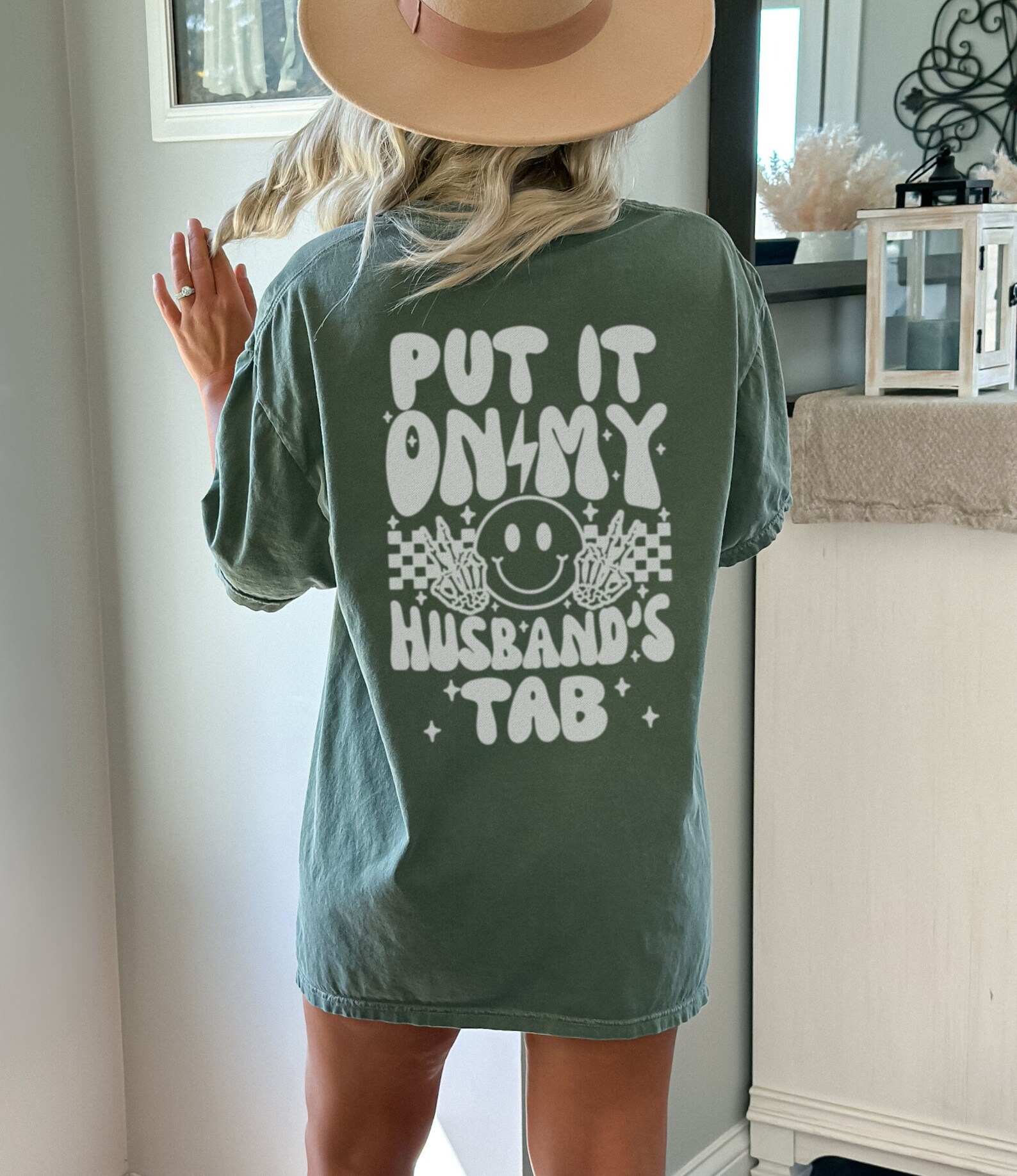 Put It on My Husbands Tab Comfort Colors Front and Back Graphic Tee ...