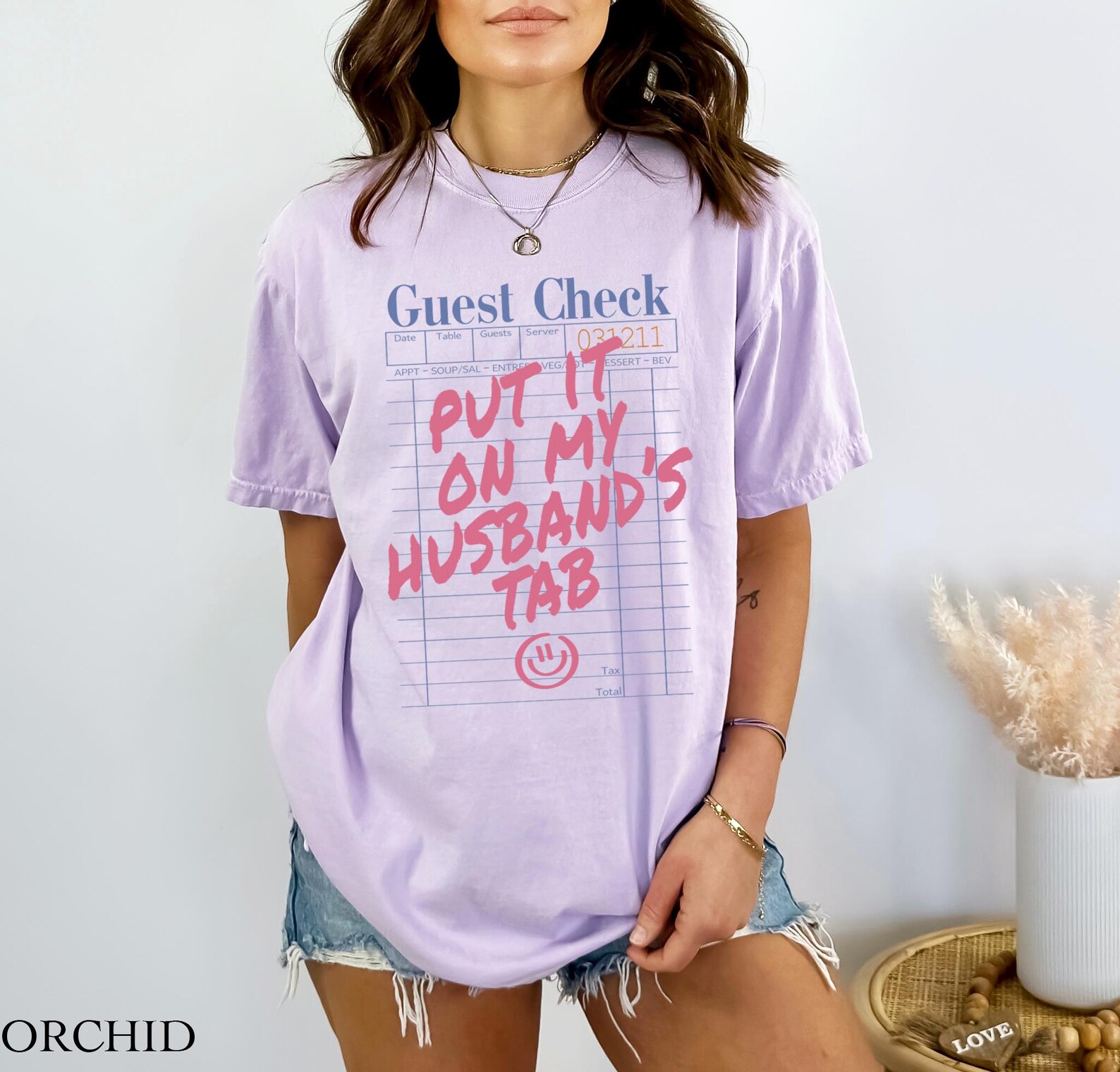 Put It on My Husbands Tab Comfort Colors Graphic Tee Retro Guest Check ...