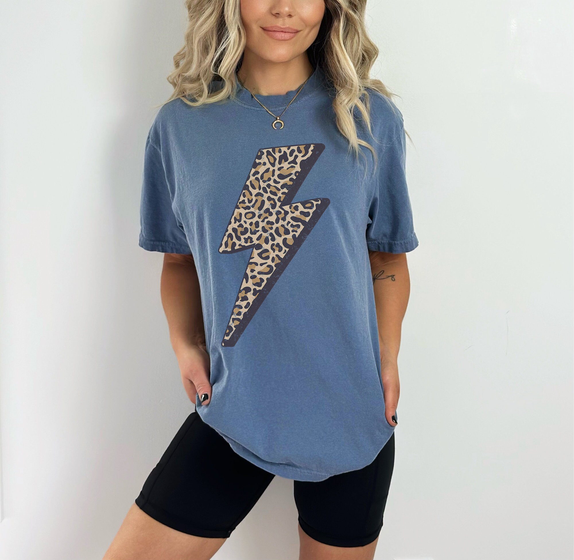 Leopard Lightning Bolt Vintage Vibe Comfort Colors Graphic Tee - Etsy