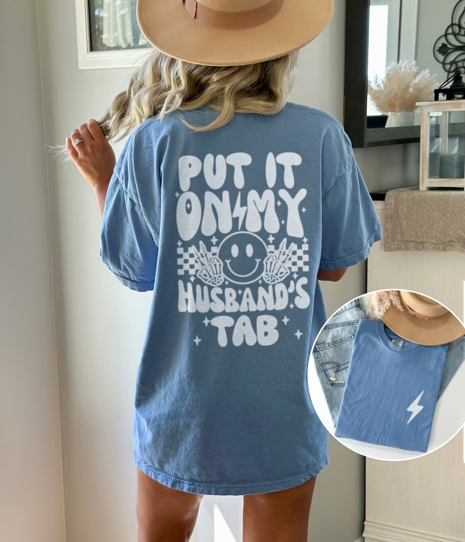 Put It on My Husbands Tab Comfort Colors Front and Back Graphic Tee ...