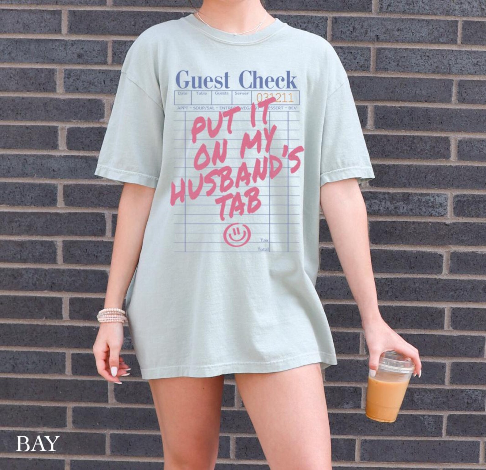 Put It on My Husbands Tab Comfort Colors Graphic Tee Retro Guest Check ...