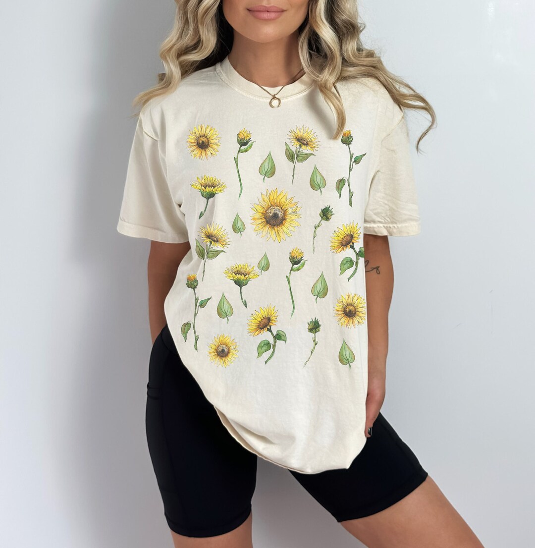 Watercolor Sunflowers Comfort Colors Graphic Tee - Etsy