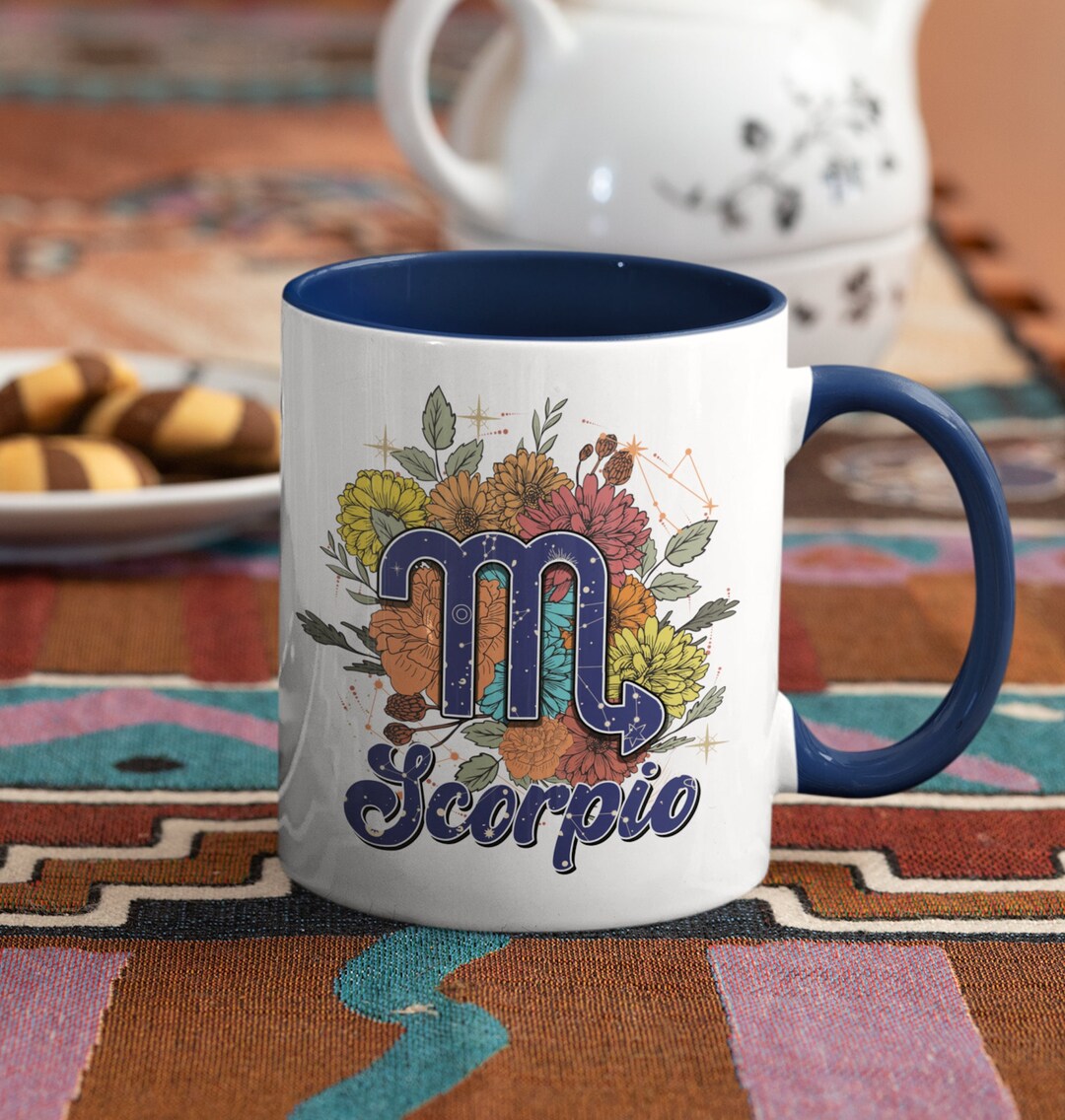 Custom Zodiac Floral Celestial Mug - Etsy