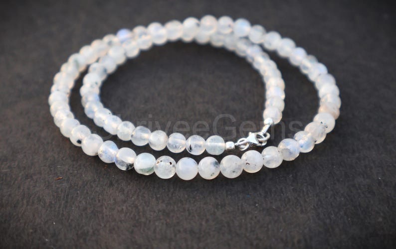 AAA Rainbow Moonstone Beaded Necklace: Blue Flash Gemstone Choker - Etsy