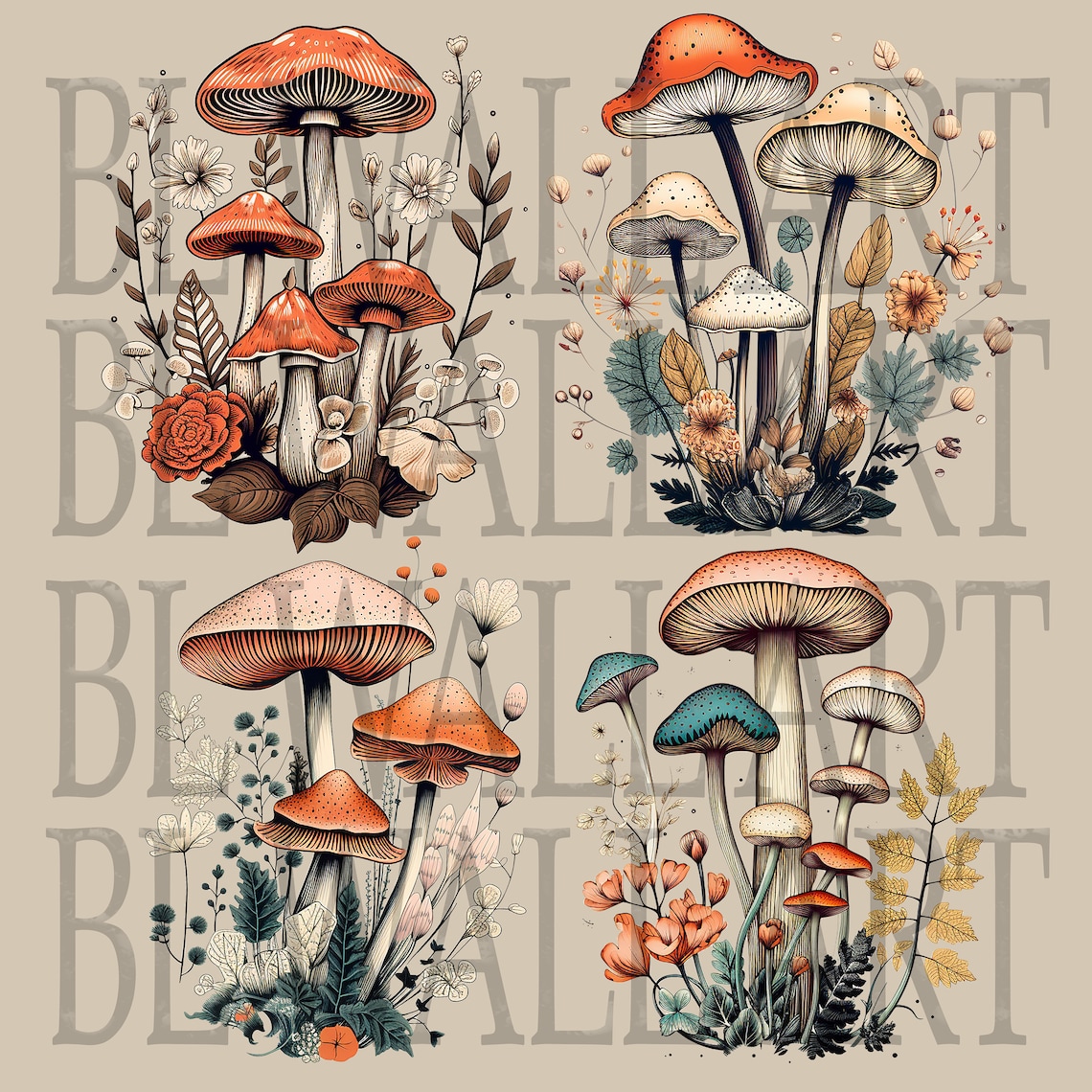 Mushroom PNG, Mushroom Clip Art, Mushroom Artwork, Commercial Use Art ...
