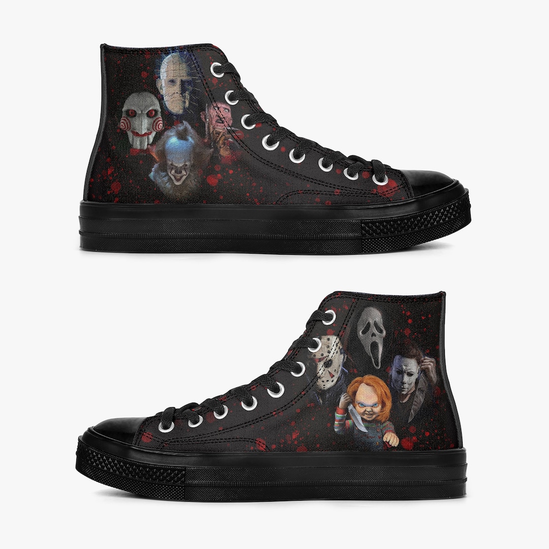 Horror Halloween High Tops, Horror Shoes, Chucky, Pennywise, Jigsaw ...