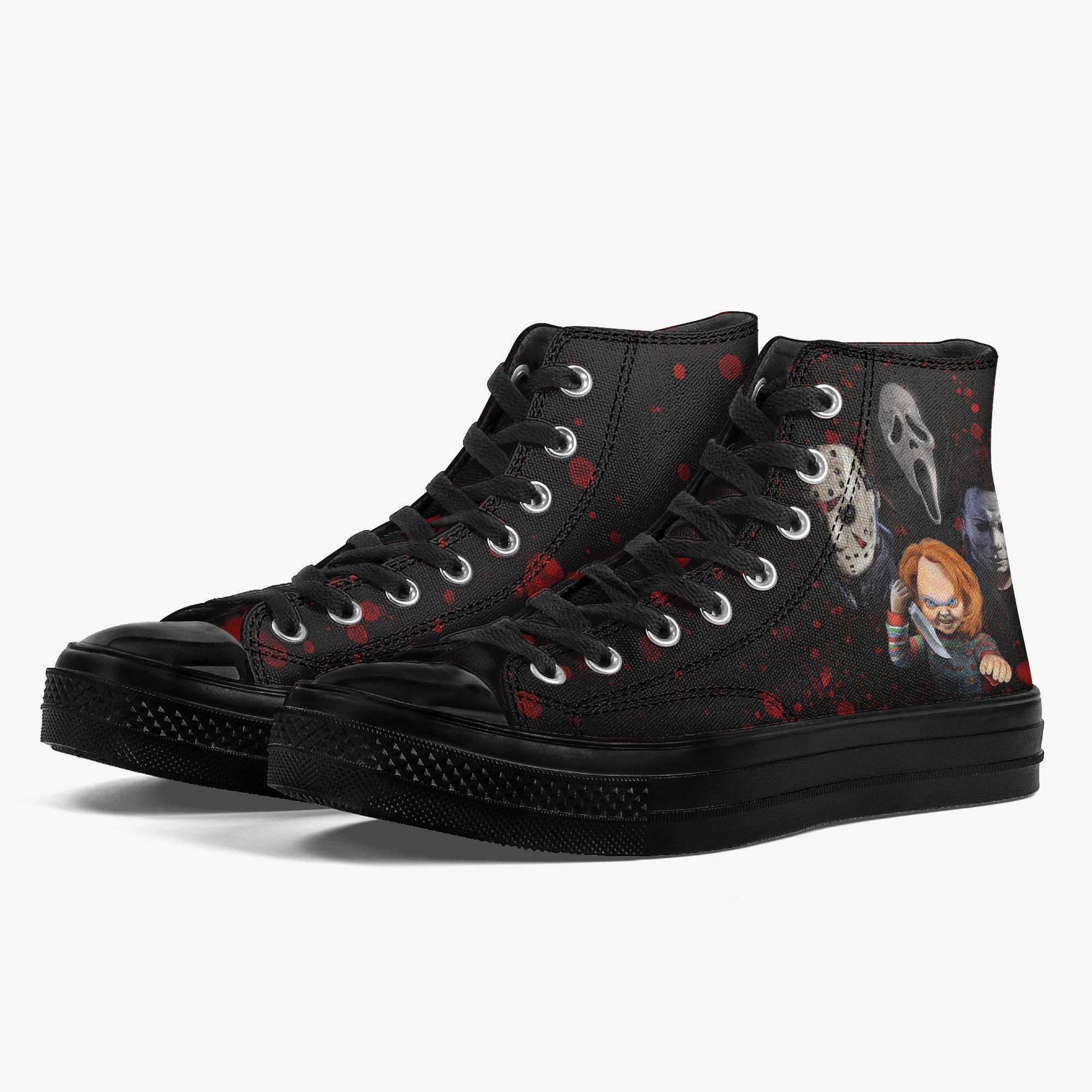 Horror Halloween High Tops, Horror Shoes, Chucky, Pennywise, Jigsaw ...