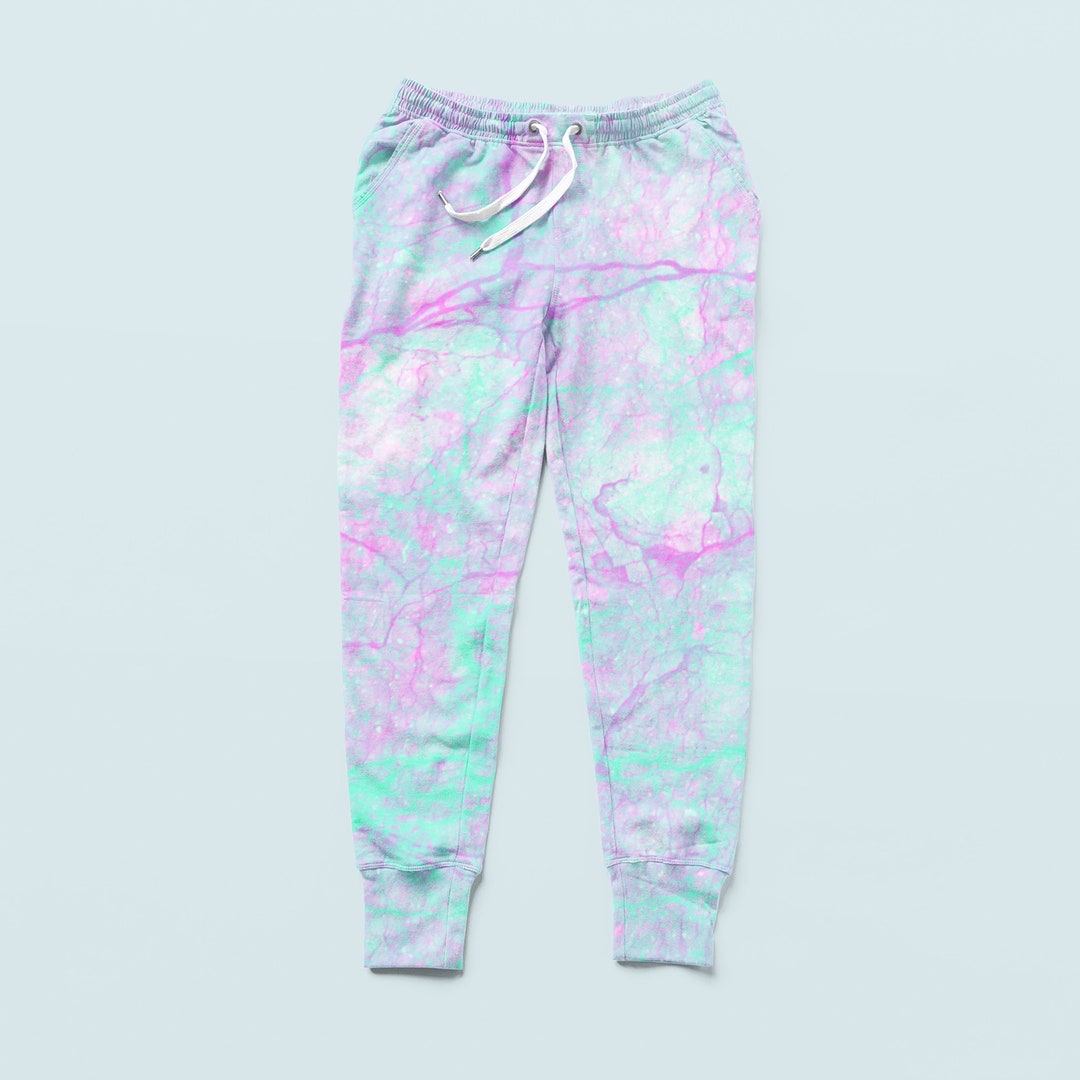 Purple Green and Pink Pastel Print Unisex Jogger Sweatpants, Straight ...