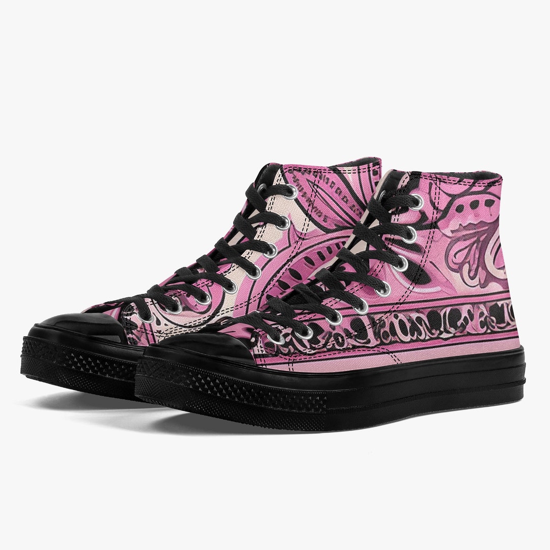 Classic Chuck Taylors High-top Pink Canvas Shoes Paisley Bandana Print ...