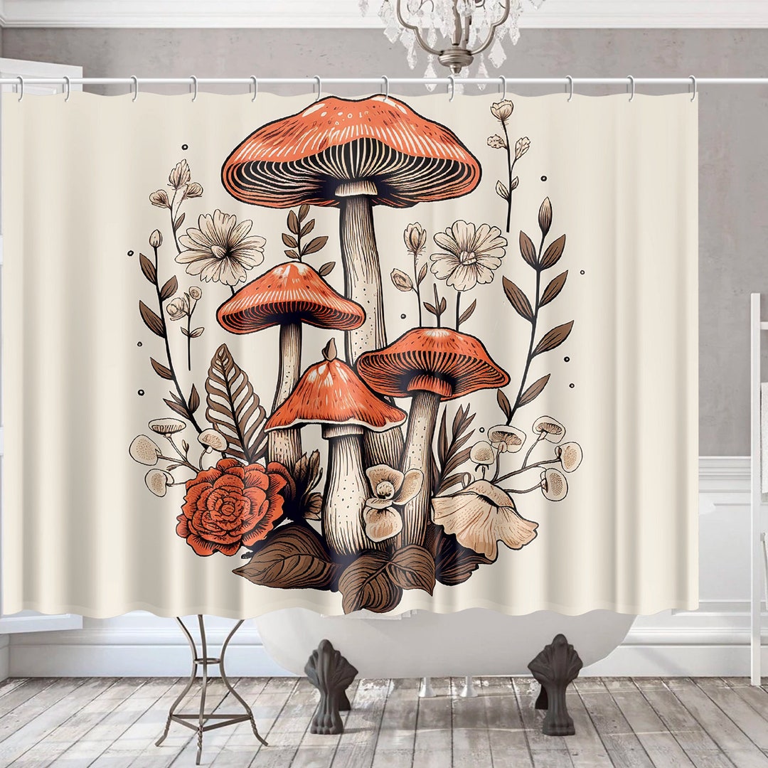 Mushroom Shower Curtain, Shower Curtain Mushroom, Boho Shower Curtain ...