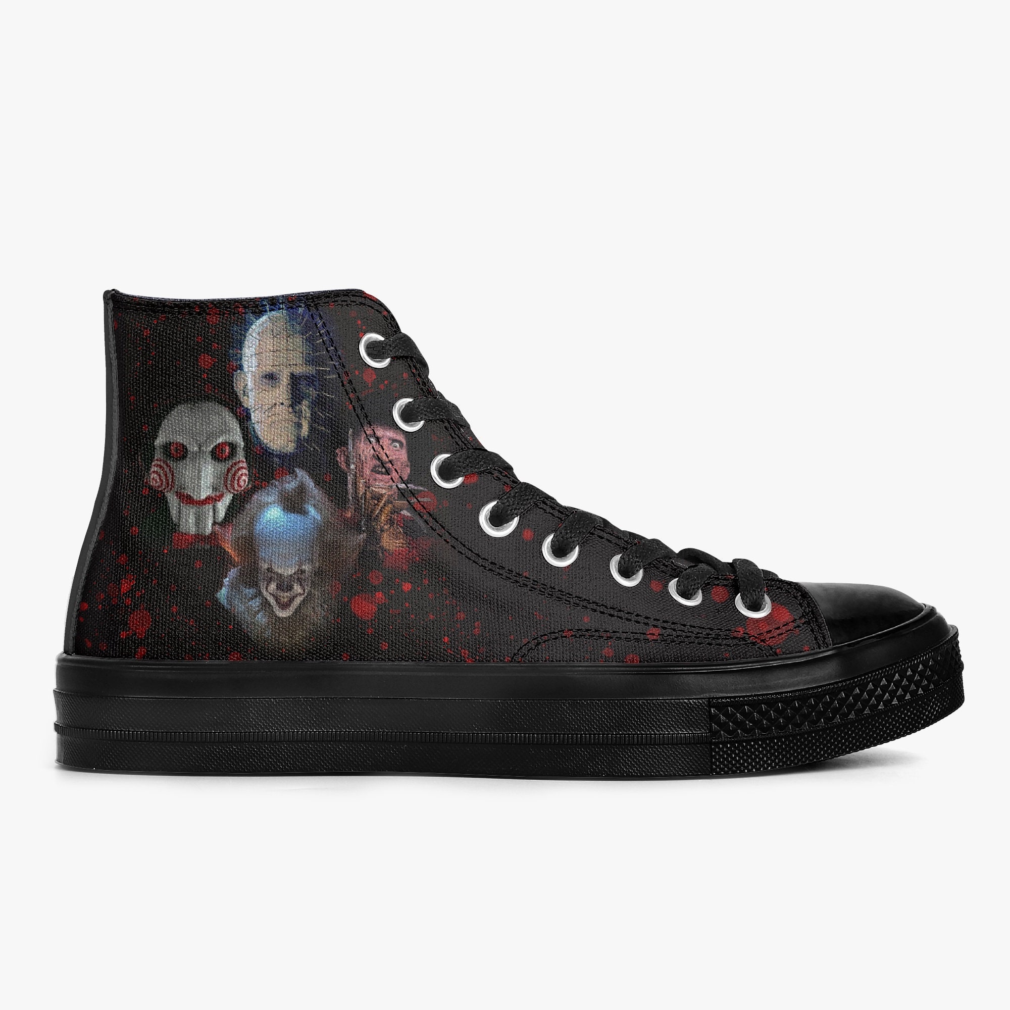 Horror Halloween High Tops, Horror Shoes, Chucky, Pennywise, Jigsaw ...