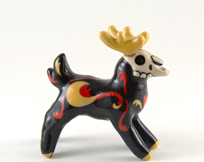 Ceramic Deer Skull Faced Familiar Figurine - Etsy