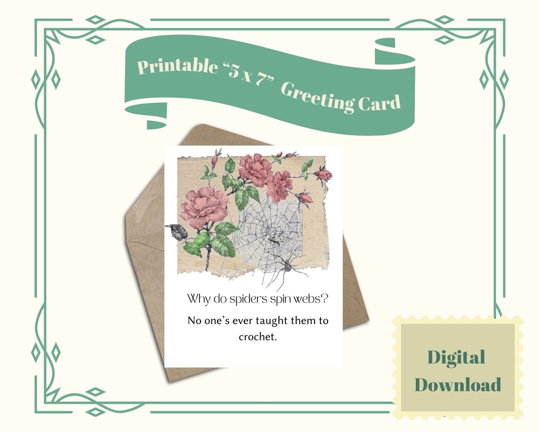 Printable Crochet Card Instant Download 5x7 Card Crochet - Etsy