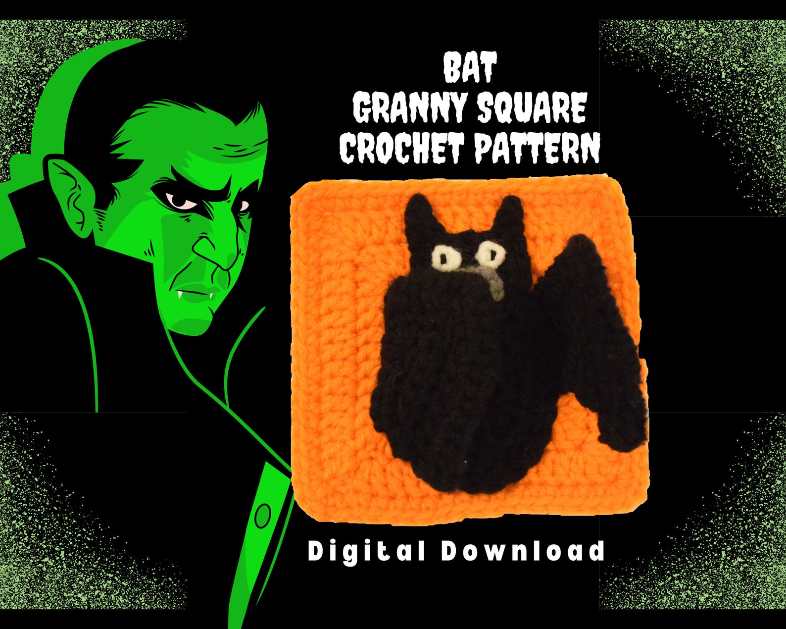 Bat Granny Square Crochet Pattern, Digital Download, Crochet Bat ...