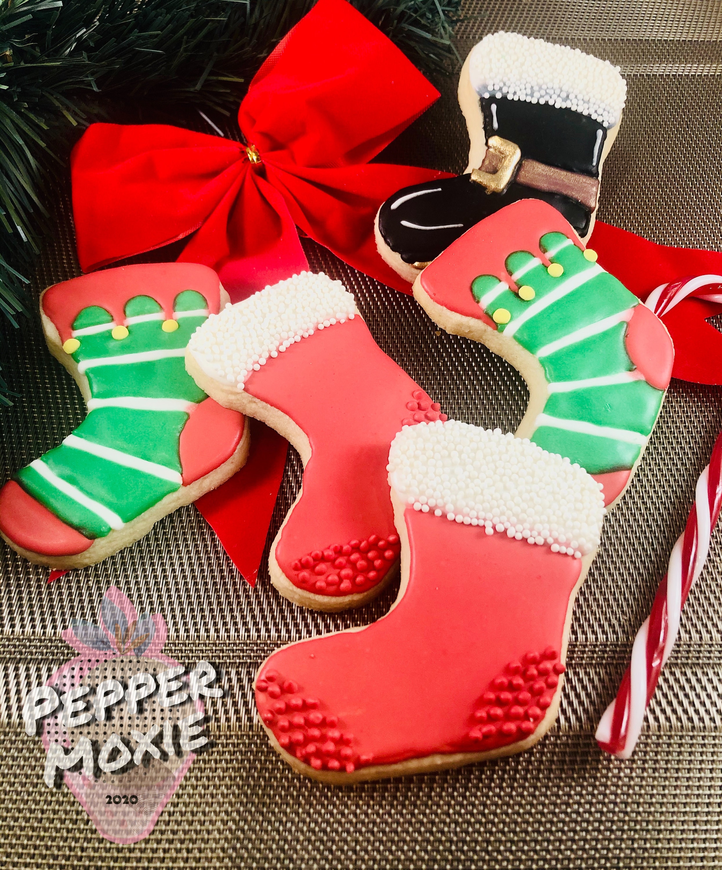 Christmas Stocking Decorated Sugar Cookies, Santa's Cookies, Christmas ...
