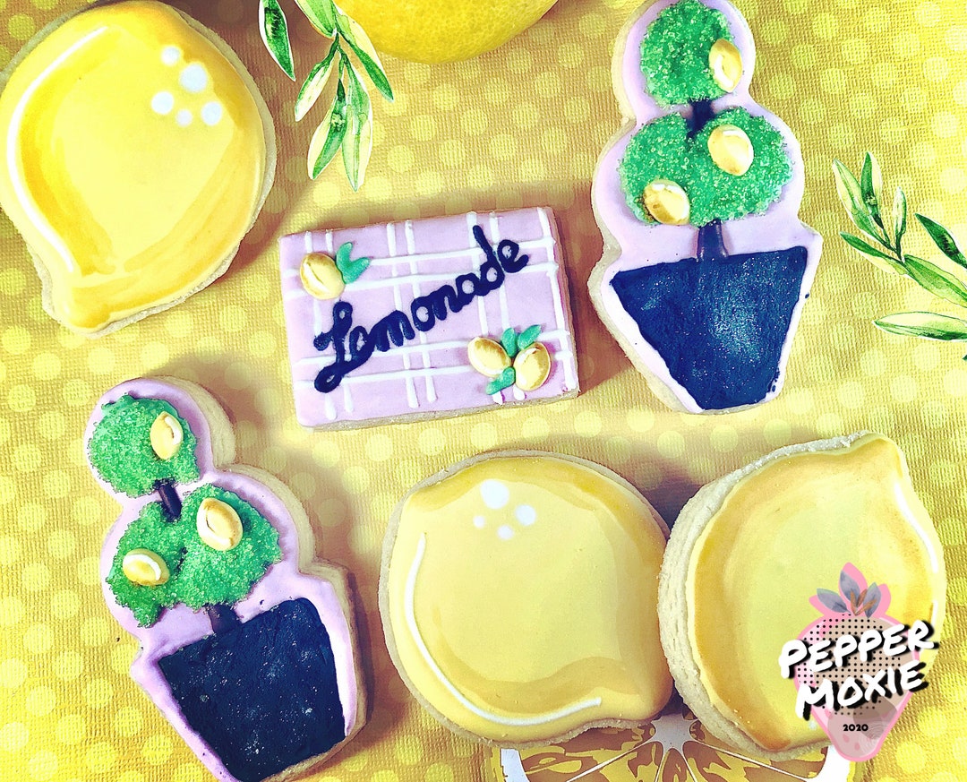 Lemonade Decorated Sugar Cookies. Summer Cookies. Lemon Tree - Etsy