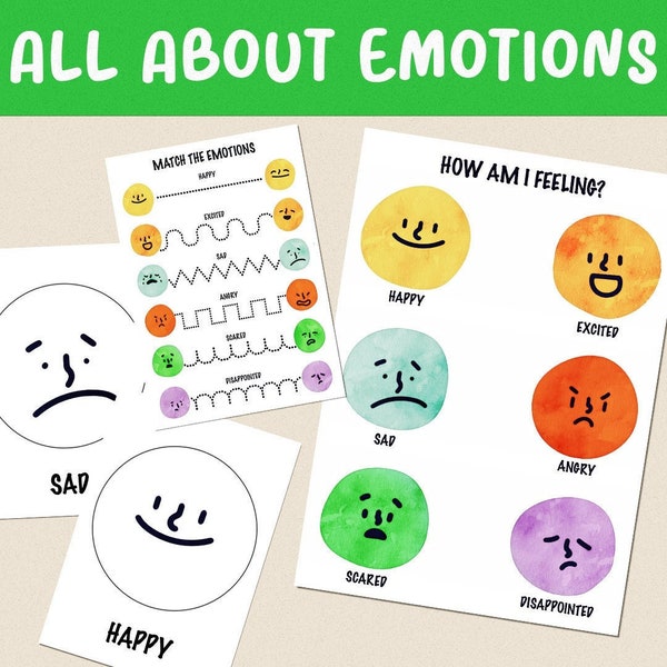 Emotions Worksheets for Kids - Etsy