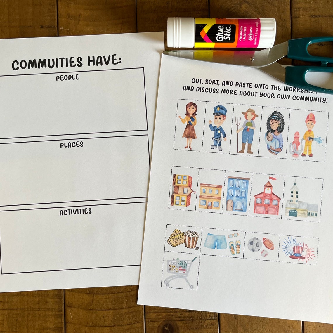 Community Graphic Organizer Activity for Homeschool, Pre-k, or ...