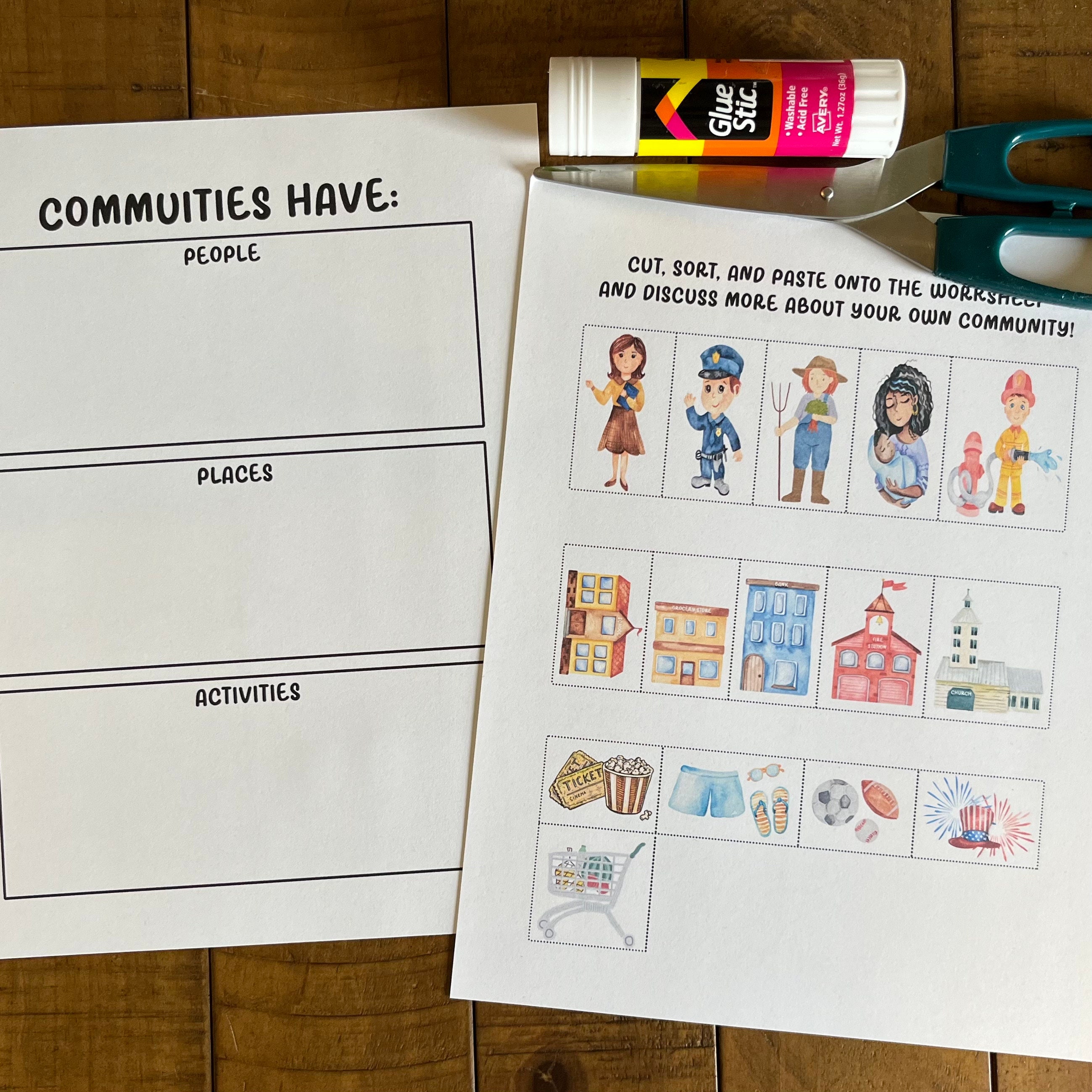Community Graphic Organizer Activity for Homeschool, Pre-k, or ...