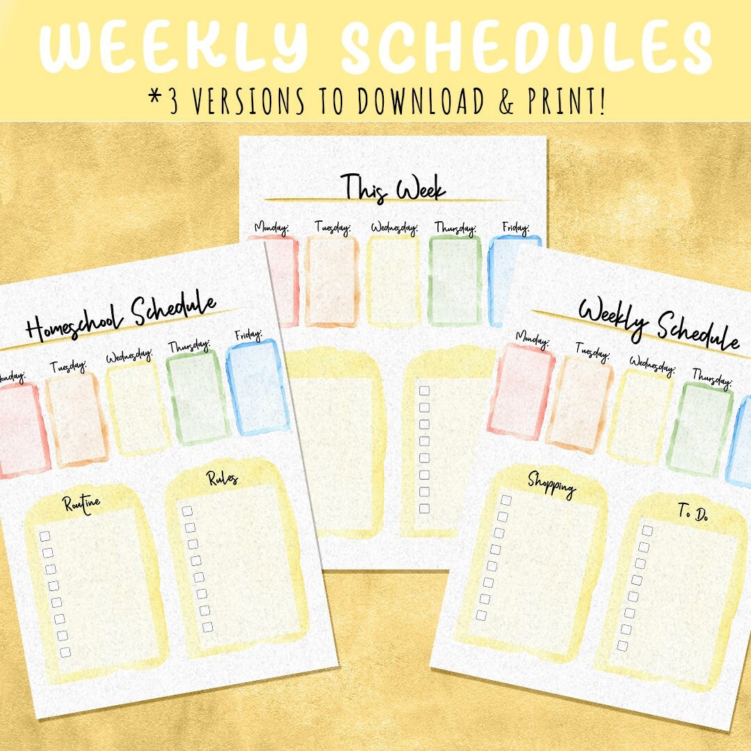 Printable Weekly Schedule for Moms, Homeschool Planning, Meal Planning ...