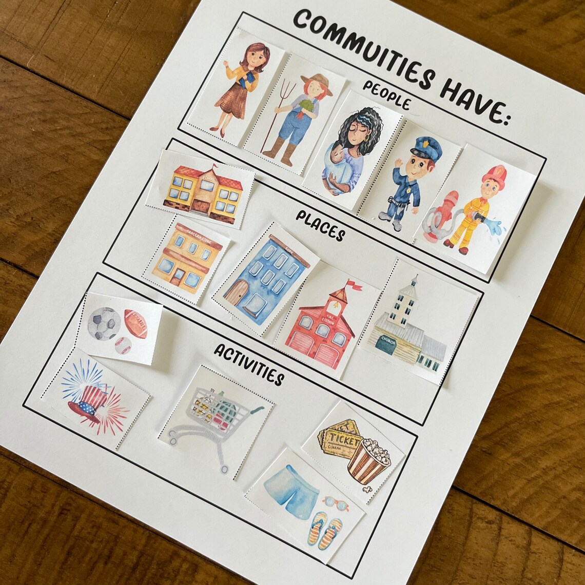 Community Graphic Organizer Activity for Homeschool, Pre-k, or ...