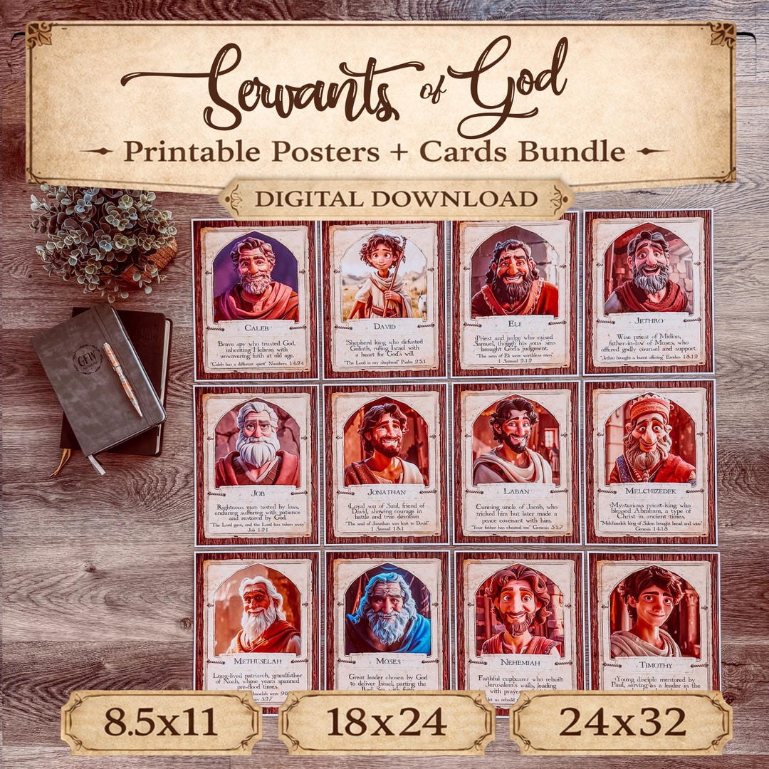 Servants of God Printable Bible Posters + Cards Bundle – Digital ...