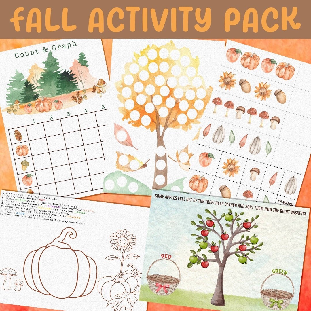 Kids Fall Activities for Homeschool, Pre-k, or Kindergarten - Etsy