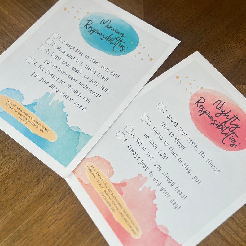 Responsibility Charts for Kids in Homeschool, Pre-k, Kindergarten, or ...