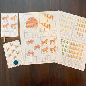 Farm Count and Clip Printable Math Activity for Homeschool, Pre-k, and ...