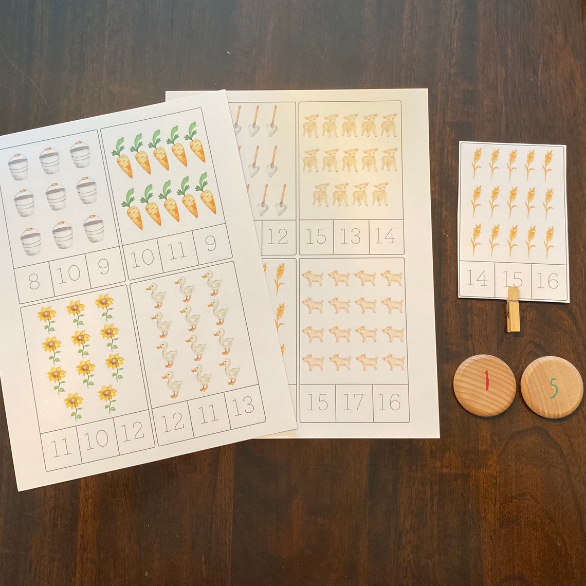 Farm Count and Clip Printable Math Activity for Homeschool, Pre-k, and ...