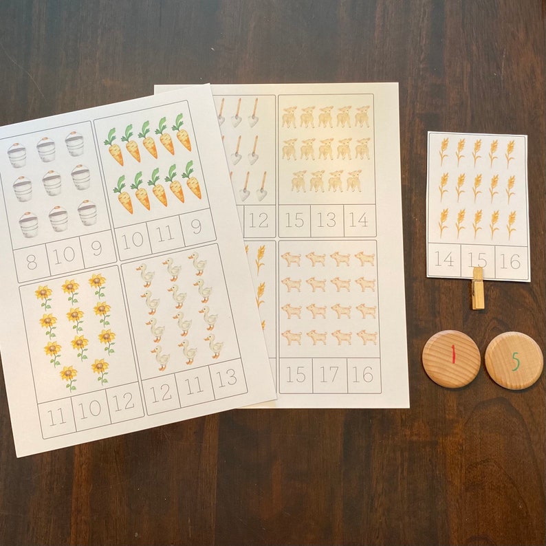Farm Count and Clip Printable Math Activity for Homeschool, Pre-k, and ...
