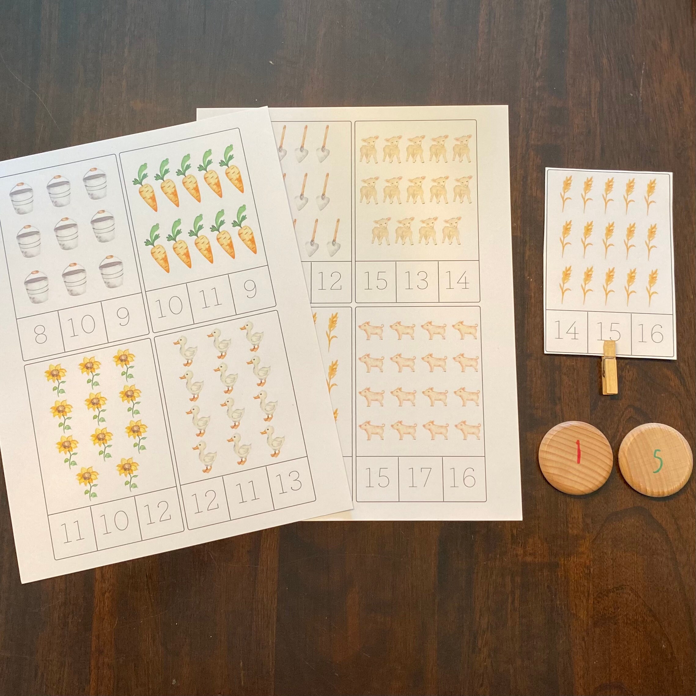 Farm Count and Clip Printable Math Activity for Homeschool, Pre-k, and ...