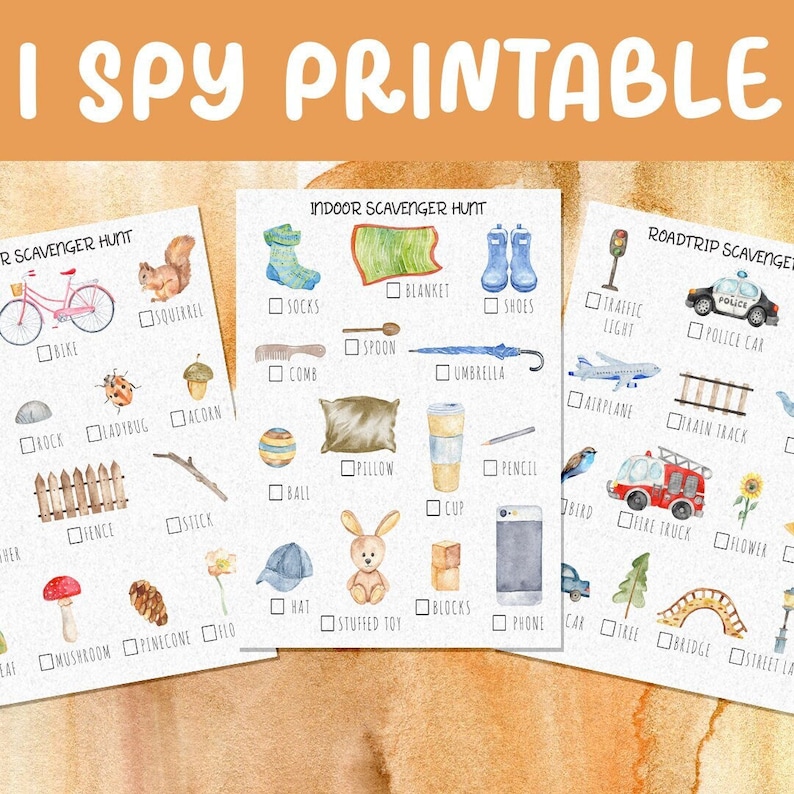 I Spy / Scavenger Hunt Activity - Etsy