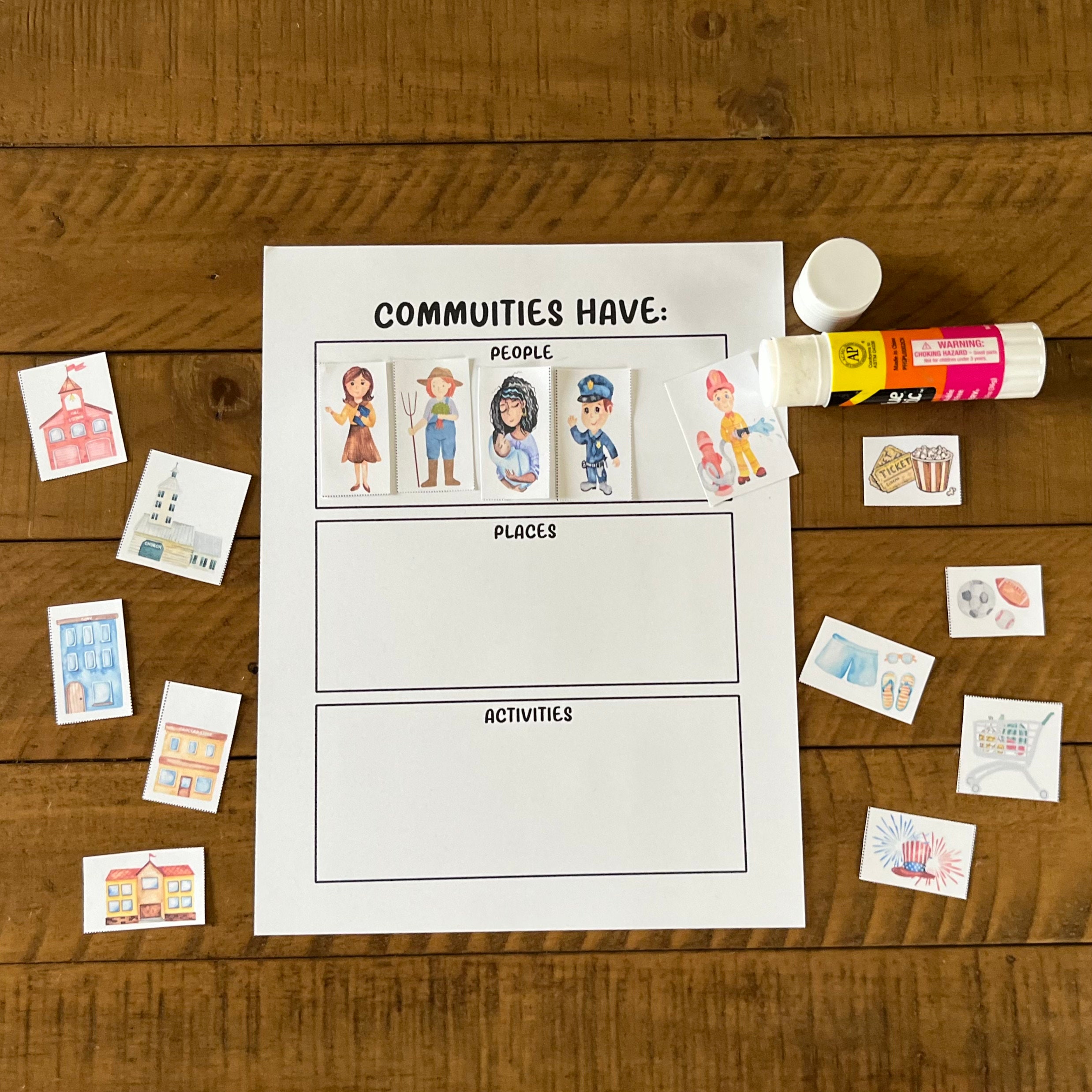 Community Graphic Organizer Activity for Homeschool, Pre-k, or ...