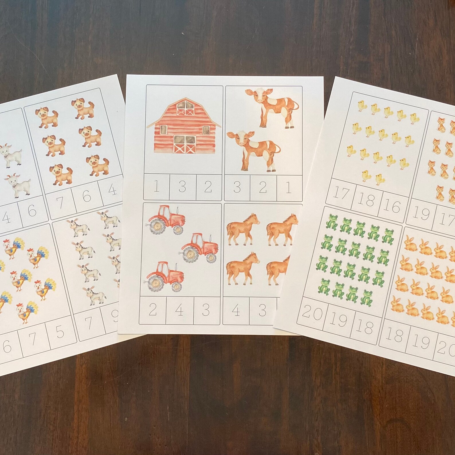 Farm Count and Clip Printable Math Activity for Homeschool, Pre-k, and ...