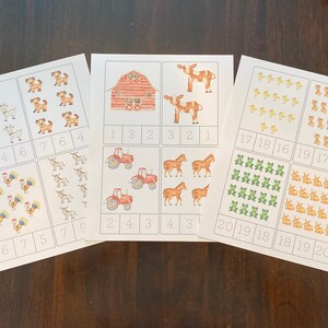 Farm Count and Clip Printable Math Activity for Homeschool, Pre-k, and ...
