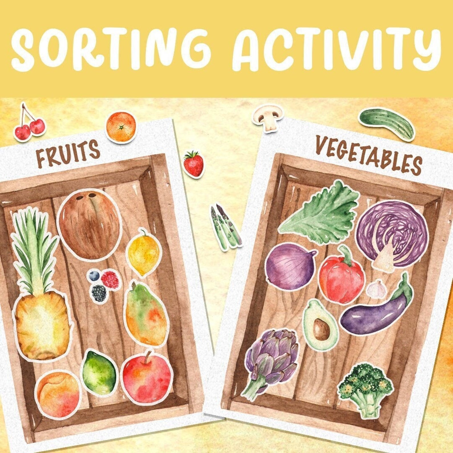 Fruit and Vegetable Sorting Activity for Homeschool, Pre-k, or ...