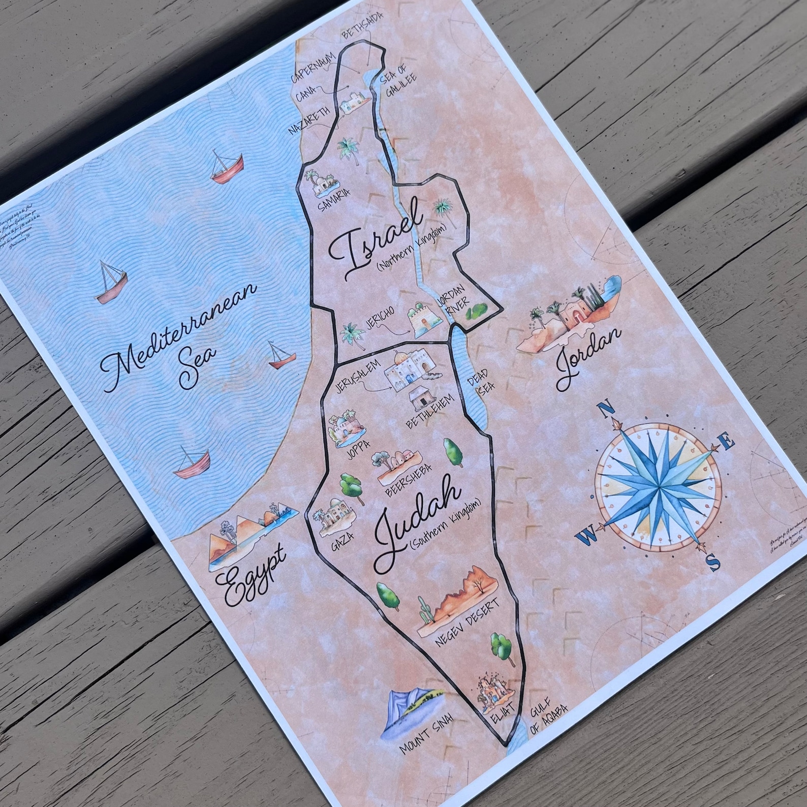 Kids Illustrated Map of Israel Poster Printable - Etsy