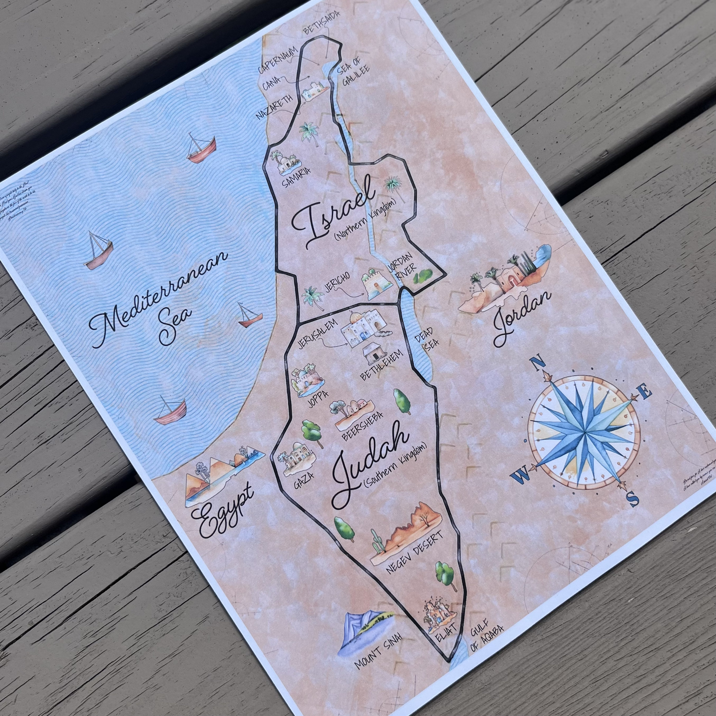 Kids Illustrated Map of Israel Poster Printable - Etsy