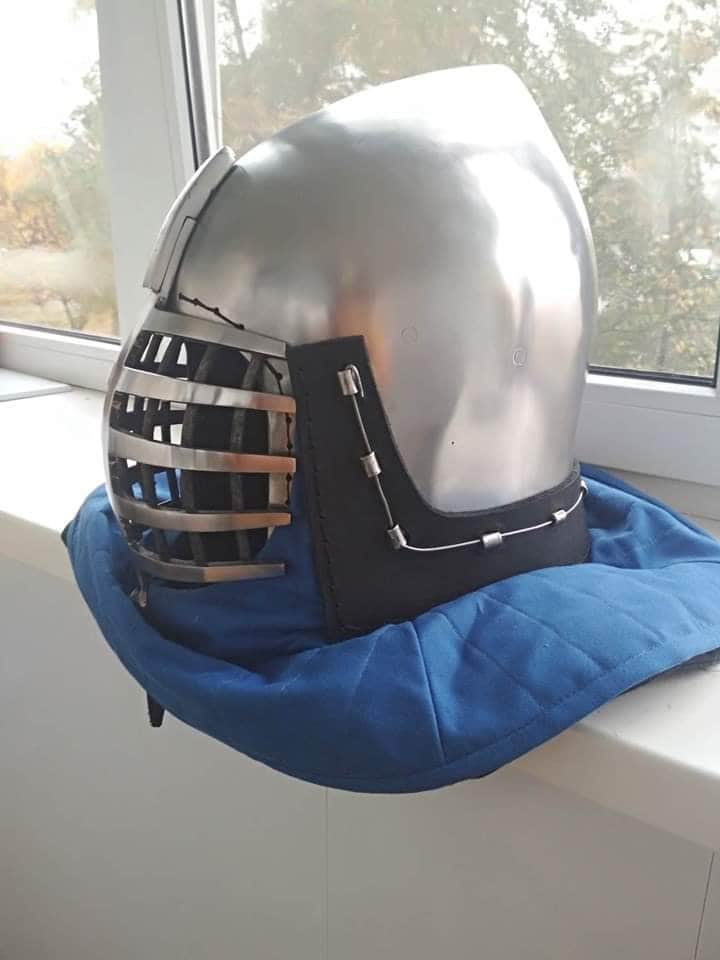 13 Century Medieval Bascinet Wolf Ribs Blue Helmet Elite - Etsy