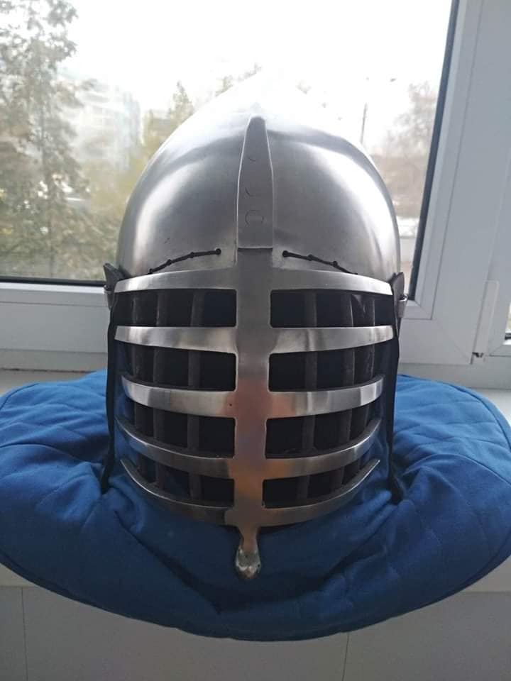 13 Century Medieval Bascinet Wolf Ribs Blue Helmet Elite - Etsy