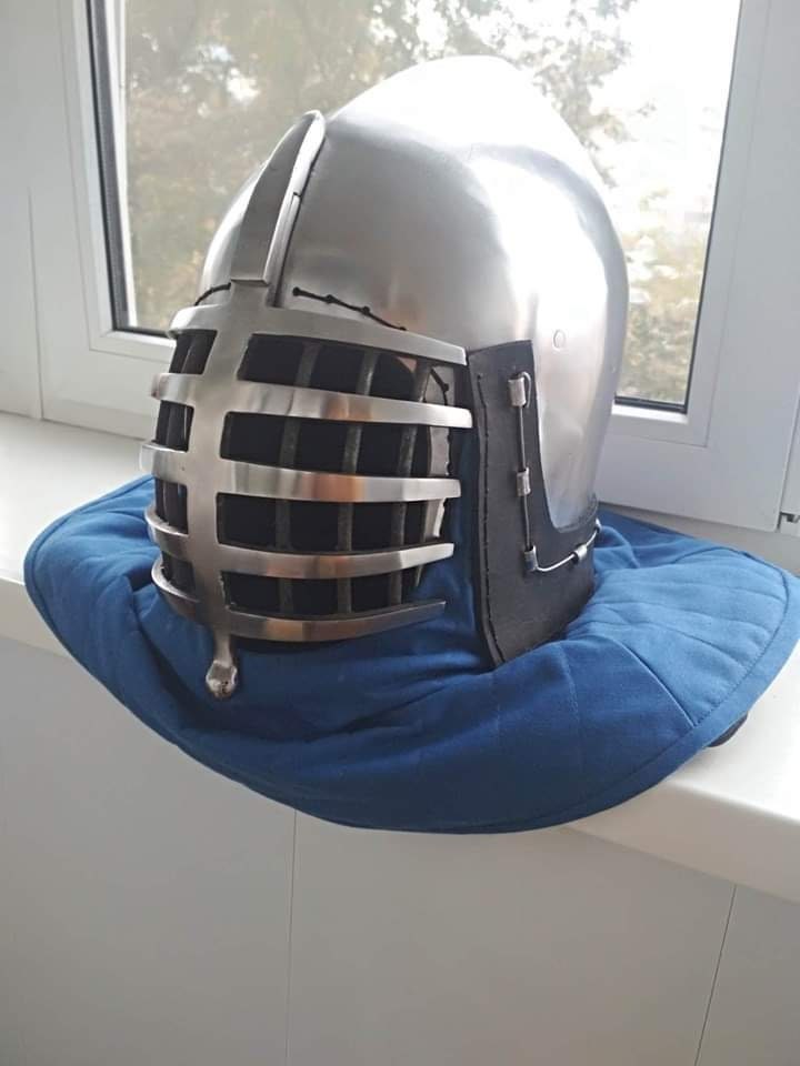 13 Century Medieval Bascinet Wolf Ribs Blue Helmet Elite - Etsy