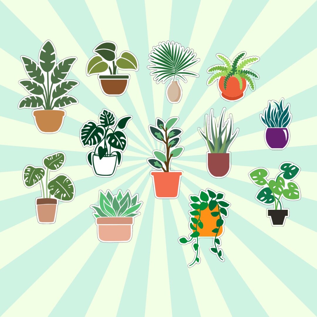 House Plant Vinyl Stickers: Waterproof Botanical Decals - 12-pack - Etsy