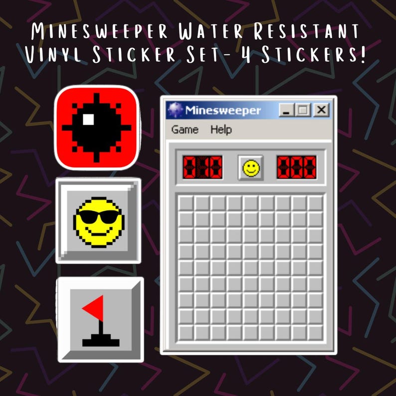 Minesweeper Vinyl Sticker Set | Retro Windows Game Stickers ...