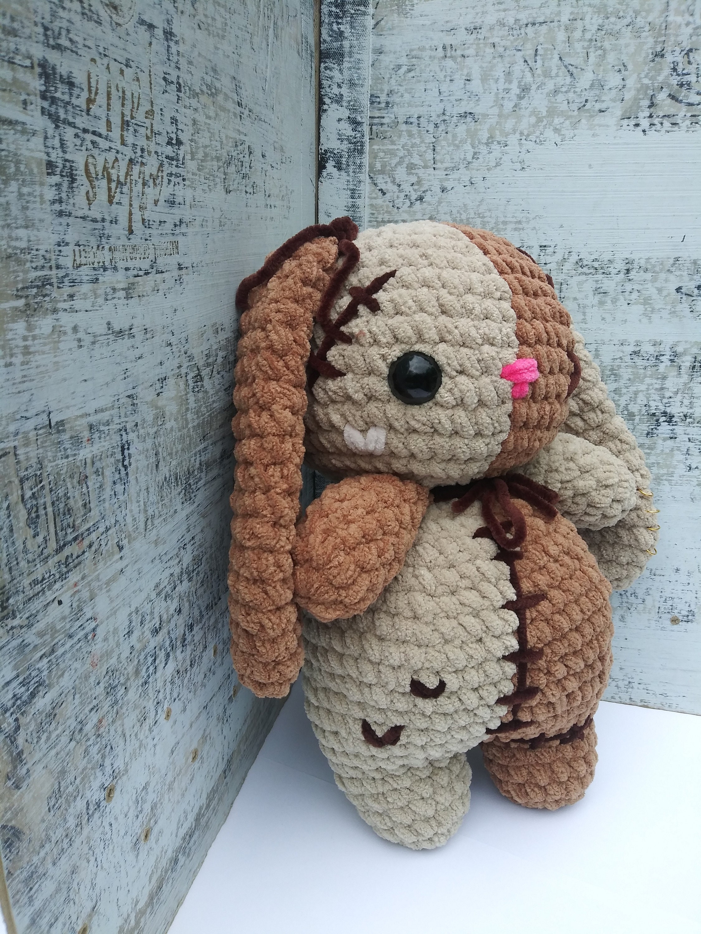 Crochet Goth Zombie Bunny, Amigurimi Bunny Plush, Crochet Stuffed ...