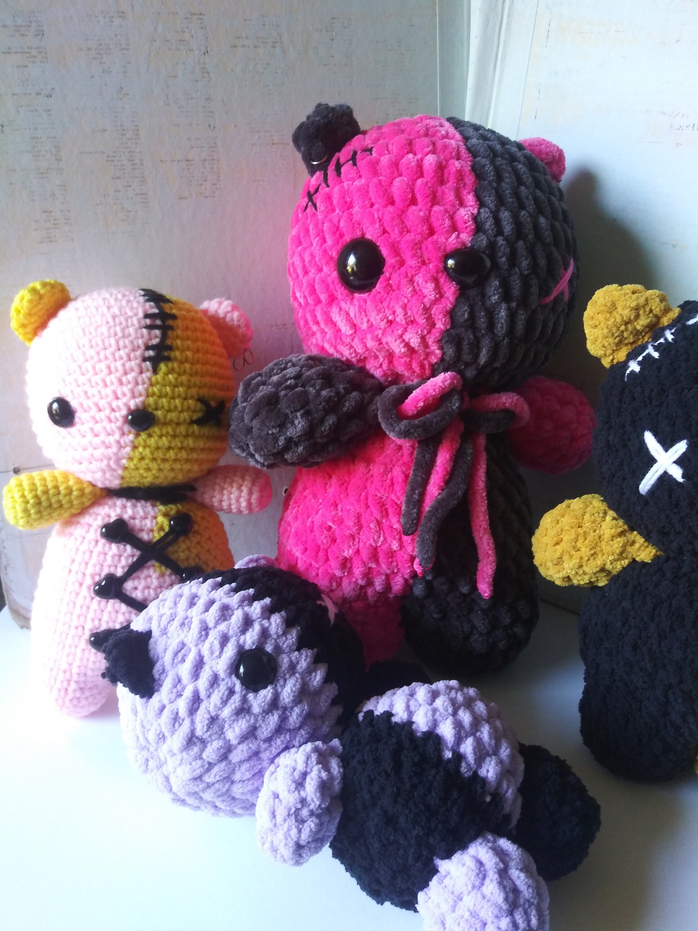 Crochet Goth Zombie Bear, Goth Zombie Plushies, Stuffed Teddy Bear ...